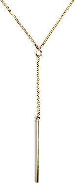 Singularu Collier Y Stick. Cha&icirc;ne avec Pendentif en Argent Sterling 925 avec Finition Plaqu&eacute; Or 18Kt. Taille Unique. Bijoux pour Femme