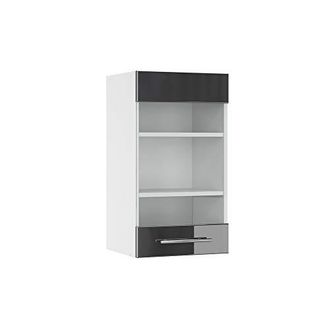 Vicco Meuble de Cuisine Haut vitré Fame-Line, Anthracite Haute Brillance/Blanc, 40 cm