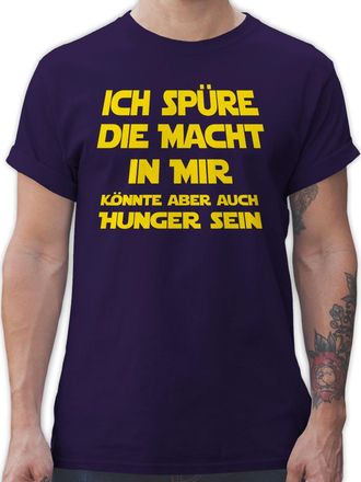 Shirtracer T-Shirt Herren - Spr&uuml;che Statement mit - Ich sp&uuml;re die Macht in Mir k&ouml;nnte Aber auch Hunger Sein I Spruch Hunger - M - Lila - Fun-t-Shirts spruchshirt