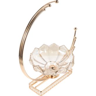 NUOBESTY SHINEOFI Obstteller aus Glas und Metall in Mondform Dekoratives Serviertablett f&uuml;r Wohnzimmer und Partys Leicht Handgefertigt mit Glatter Oberfl&auml;che K