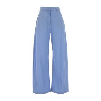 Giuseppe Di Morabito Femme, Pantalons, Bleu, Taille: 38 FR Pantalon Large en Popeline Poudre
