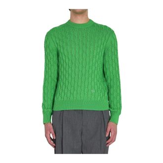Dior Pull Col Rond en Maille C&acirc;bl&eacute;e - Homme - Pulls - Vert - Taille: M