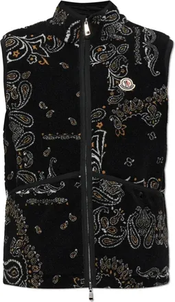 Moncler Homme, Vestes, Noir, Taille: L Gilet Teddy matelass&eacute; r&eacute;versible imprim&eacute; cachemire