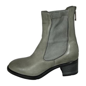 Lemargo Grauer Lederstiefelette mit Blockabsatz - - Shoes - Damen - Gr&uuml;n - 37 EU