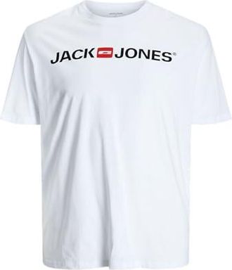 Jack & Jones Jack & Jones Pack 2 T-Shirts Grande Taille Col Rond Imprimer Design Logo Surdimensionn&eacute;, Blanc (White), 5X-Large