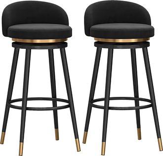 Generic Set aus 2 drehbaren Barhockern mit Beinen, Esszimmerstuhl mit Fu&szlig;st&uuml;tze und Gestell, Tresenhocker