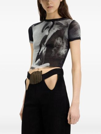 Jean Paul Gaultier Smoking Women Print T-shirt - Black