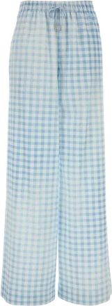 Ermanno Scervino Femme, Pantalons, Bleu, Taille: 34 FR Checked Wide Pantalons