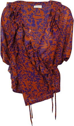 Dries Van Noten Femme, Blouses et Chemises, Multicolore, Taille: 38 FR Clematis Ruffled Top
