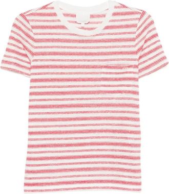 A.P.C. A.p.c., Femme, Tops, Multicolore, Taille: 36 FR T-shirt &agrave; Manches Courtes et Poche Poitrine Col Rond