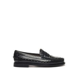Sebago Femme, Chaussures, Noir, Taille: 36 EU Mocassins noirs en cuir cloutés