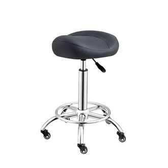 Generic Sattelhocker mit R&auml;dern, drehbarer, Verstellbarer Rollhocker, Sattelstuhl aus PU-Leder, geeignet for Salons und Massagesalons(Color-1)