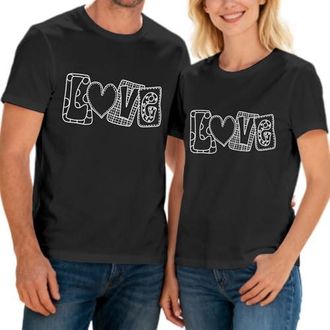 Generic Chemises de Saint-Valentin pour couples, coeur damour | T-shirts graphiques &agrave; manches courtes et col rond en coton pour hommes, hauts tendance, pour l