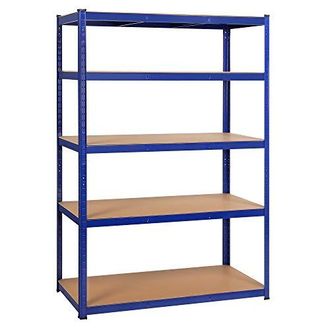 Yaheetech &Eacute;tag&egrave;re Charge Lourde Meuble de Rangement en Acier Rayonnage de Garage Syst&egrave;me de Stockage 5 Tablettes Capacit&eacute; de 875 kg R&eacute;sistant Clipsable Bleu 120