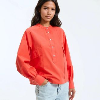 La Redoute Collections Chemise Col Mao En Coton Manches Longues