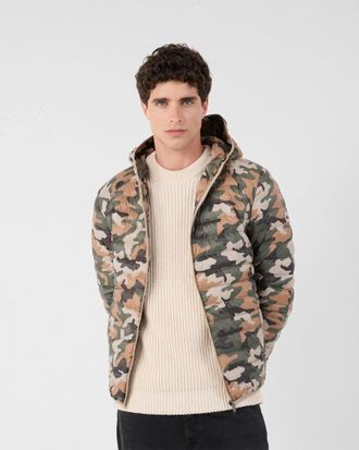 Jott Doudoune l&eacute;g&egrave;re &agrave; capuche Camo sucre roux Nico print - Taille XXL