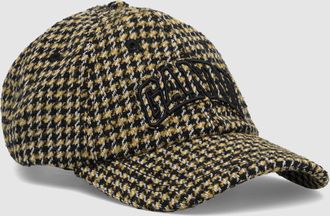 Ganni Casquette Woollen Check Blazing Yellow
