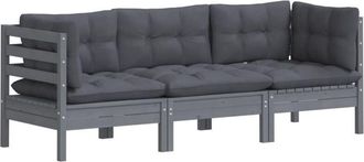 vidaXL Canap&eacute; 3 places de jardin avec coussins anthracite Bois de pin vidaXL