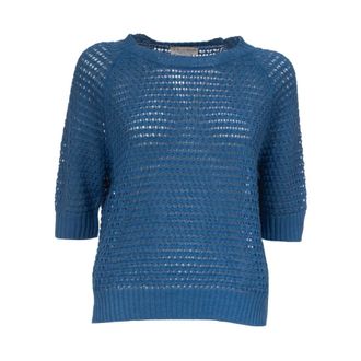Le Tricot Perugia Leinen- und Baumwollstricktop - - Knitwear - Damen - Blau - M