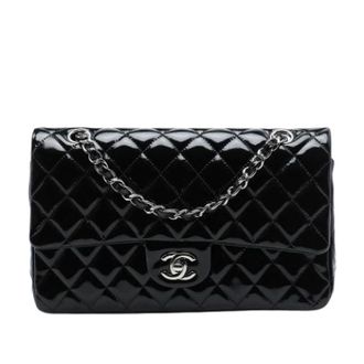 Chanel Pre-owned Gesteppte Lack-Umh&auml;ngetasche mit doppelter Klappe - - Pre-owned - Damen - Schwarzk - ONE SIZE