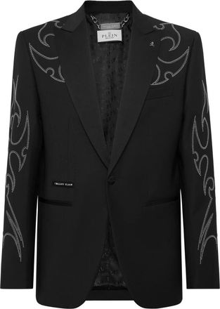 Philipp Plein Homme, Vestes, Noir, Taille: 3XL Lord Fit Blazer Texas Studs
