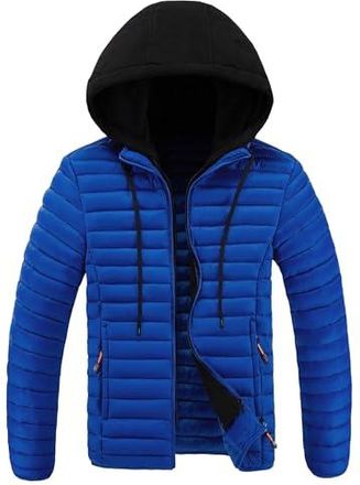 Generic Manteau dhiver homme zipp&eacute;, doudoune matelass&eacute;e et isol&eacute;e, v&ecirc;tement dext&eacute;rieur chaud, bleu royal, taille 3XL