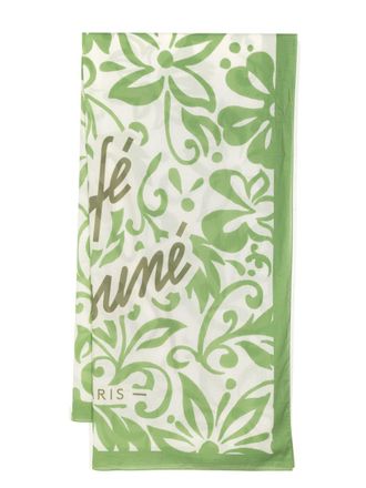 Maison Kitsun&eacute; &eacute;charpe en coton &agrave; fleurs - Vert