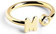 Singularu Bague personnalisée Letter Spark. Ajustable. Argent 925 avec finition plaqué or 18Kt. Taille unique. Bijoux pour femme. Lettre M