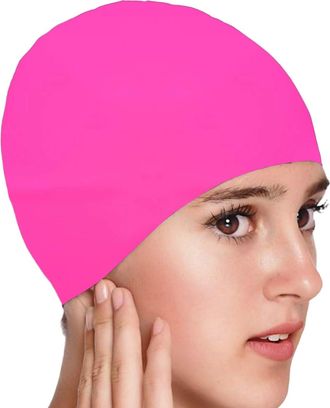 Generico Schwimmkappe, Badekappe f&uuml;r Frauen, Badekappe f&uuml;r langes Haar, wasserdichter Schutz und bequeme Schwimmausr&uuml;stung f&uuml;r Scho&szlig;training, Wassergymnastik, 