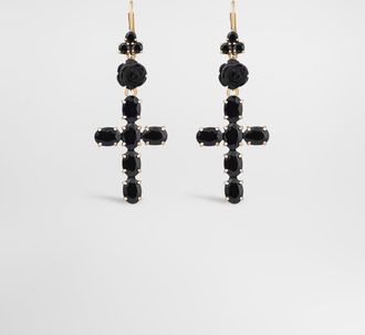 Dolce & Gabbana Ohrringe Family Aus Gelbgold Mit Schwarzen Saphiren - Frau Ohrringe Gold Metall Onesize