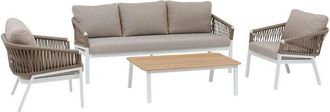 Hesperide Gartengarnitur Oriengo Taupe & Weiß - 5-Sitzer - Hespéride