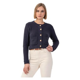 Kocca Femme, Pulls, Bleu, Taille: 42 FR Gilet court manches longues &agrave; boutons