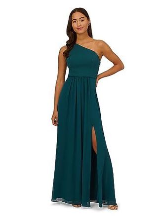 Adrianna Papell One Shoulder Chiffon Gown Robe pour Occasion spéciale, Chasseurs, 38 Femme