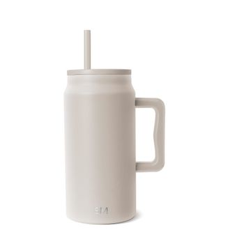Simple Modern Thermobecher mit Strohhalm und Griff | Gro&szlig;er Isolierter Edelstahl-Wasserkrug | Geschenke f&uuml;r Frauen und M&auml;nner | Trek | 1480ml | Almond Birch