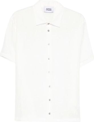 Alpha Studio Homme, Chemises, Blanc, Taille: XL M/M Short Sleeve Shirt