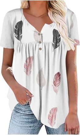 Generic T-shirt femme col en V - Hauts &eacute;l&eacute;gants - Chemisier en dentelle - Hauts d&eacute;t&eacute; &agrave; manches courtes - Tunique basique d&eacute;contract&eacute;e - L&eacute;ger et a&eacute;r&eacute; - Hauts 