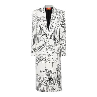 Balmain Homme, Manteaux, Blanc, Taille: XL Disney x : The Lion King - Precocious Child Printed Crepe Long Coat