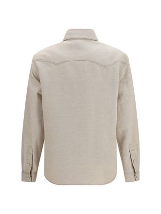 Fendi Womens Selleria Denim Western Shirt Avorio Cotton; Linen