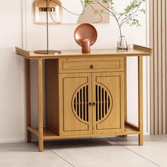 Generic Buddhistischer Altartisch aus Bambus, pers&ouml;nlicher Buddha-Nischenaltar, chinesischer Meditationsschrank mit Stauraum und Schublade, Opfertisch f&uuml;r Geb