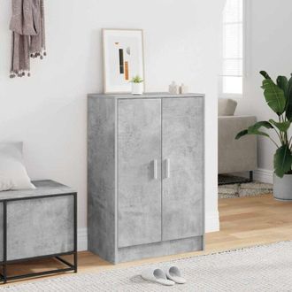 vidaXL Armoire &agrave; chaussures Gris b&eacute;ton 60x35x92 cm Agglom&eacute;r&eacute;
