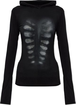 Avavav Avavav, Femme, Tops, Noir, Taille: 38 FR Top &agrave; capuche imprim&eacute; Radiographie