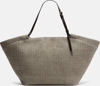 Brunello Cucinelli Tote Bag aus Raffiabast mit Leder