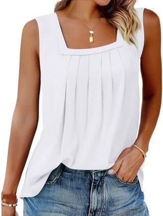 Generic Debardeur Femme Chic et &eacute;l&eacute;gant Chemisier sans Manche D&eacute;bardeur Grande Taille Top ete Haut Chic et Elegant Fluide Ample Caraco Vetement Femme Tee Shir