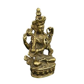 Holibanna Avalokiteshvara Buddha Statue Messing Vierarmig Tischdekoration Buddhistische Skulptur B&uuml;ro Wohnraum Feng Shui Ornamente