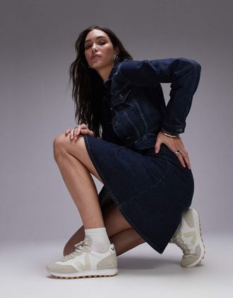 Veja Rio Branco - Baskets en daim et tulle Alveomesh - Blanc/pierre naturelle