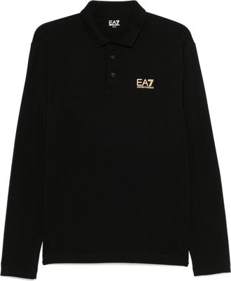 Emporio Armani Poloshirt mit gummiertem Logo - Schwarz