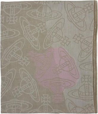 Vivienne Westwood Femme, Accessoires, Beige, Taille: ONE Size Graffiti Orb Scarf
