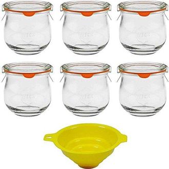 mikken Art 6 Weckgläser Rundrandgläser in Tulpenform 370 ml inkl. Zubehör