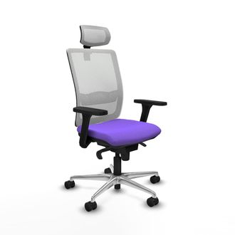 Piqueras y Crespo Haches 24-Stunden-B&uuml;rostuhl mit 3D-Armen, h&ouml;henverstellbare Lendenwirbelst&uuml;tze und h&ouml;henverstellbares Kopfteil, Wei&szlig;/Lila