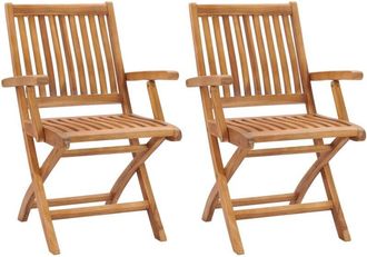 vidaXL Vidaxl - Klappbare Gartenst&uuml;hle 2 Stk. Massivholz Teak